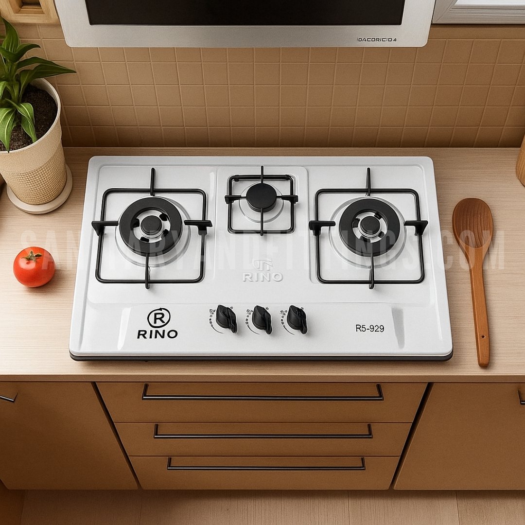 Gas Stove RINO RS929 Auto Three Burner Kitchen HOB - Sanitary & Fittings